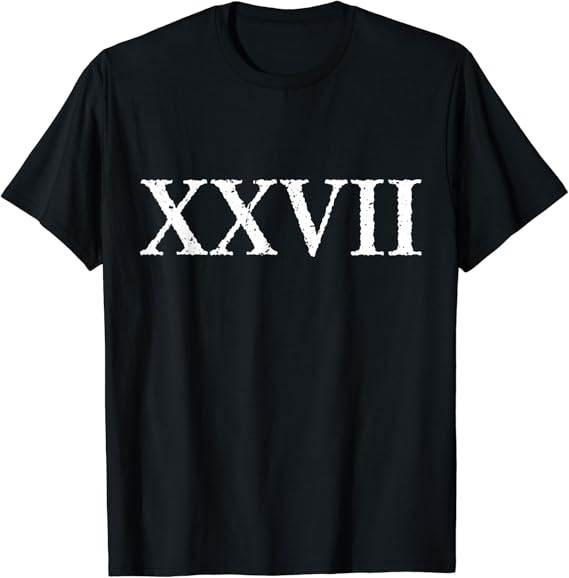 Amazon Roman Numeral 27 XXVII Print Twenty Seven T Shirt Clothing amazon-roman-numeral-27-xxvii-print-twenty-seven-t-shirt-clothing